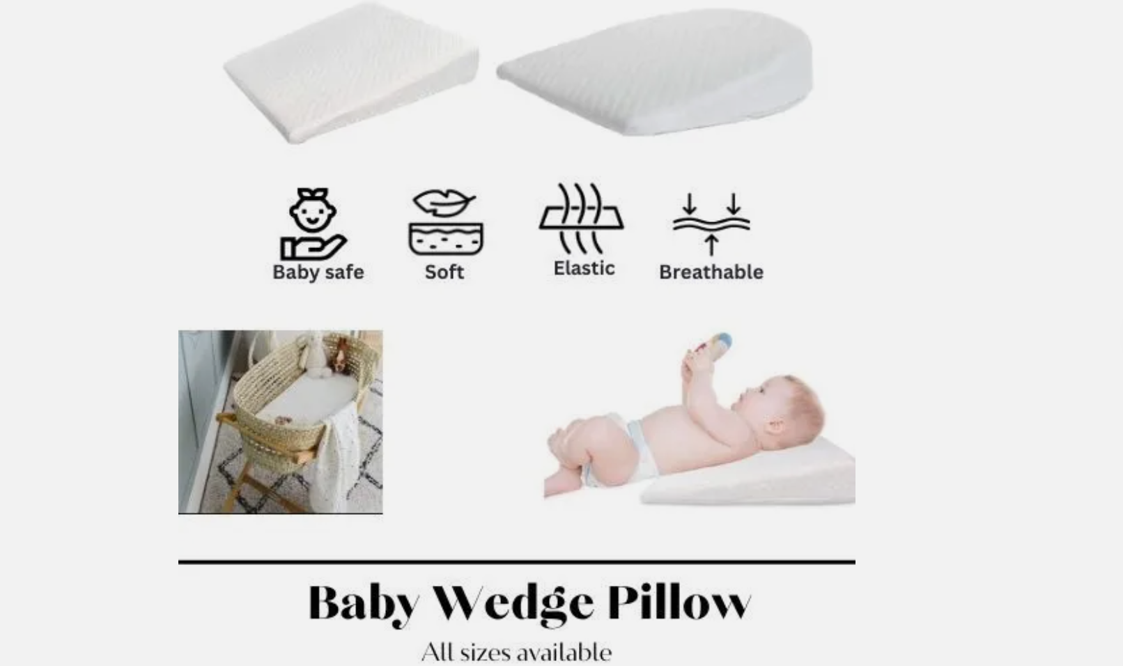 Baby Wedge Pillow Anti Reflux Colic Cushion For Pram/ Crib/ Cot Bed All ...