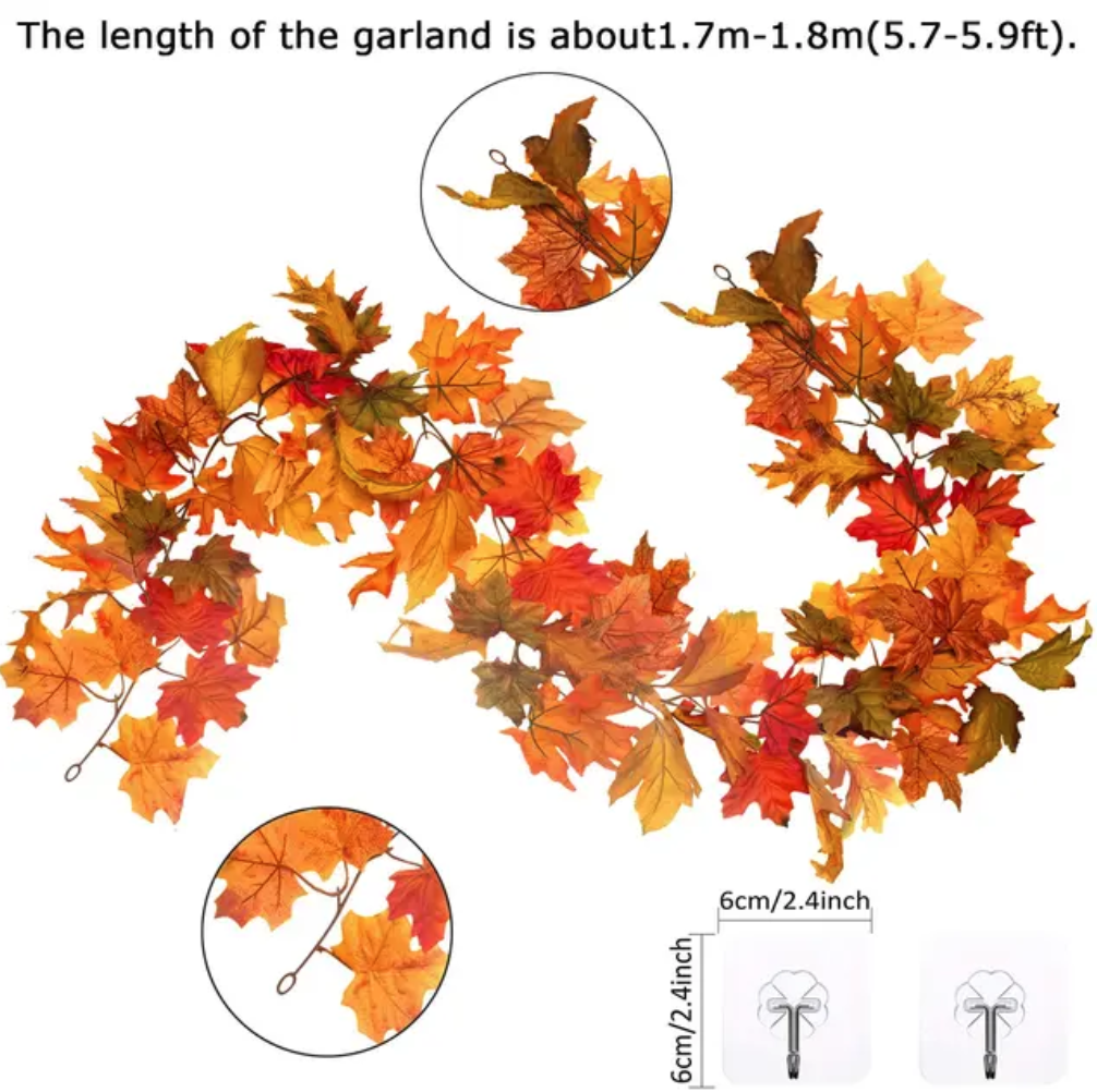 Whaline Artificial Autumn Fall Maple Leaves Garland Hanging Plant – AE ...