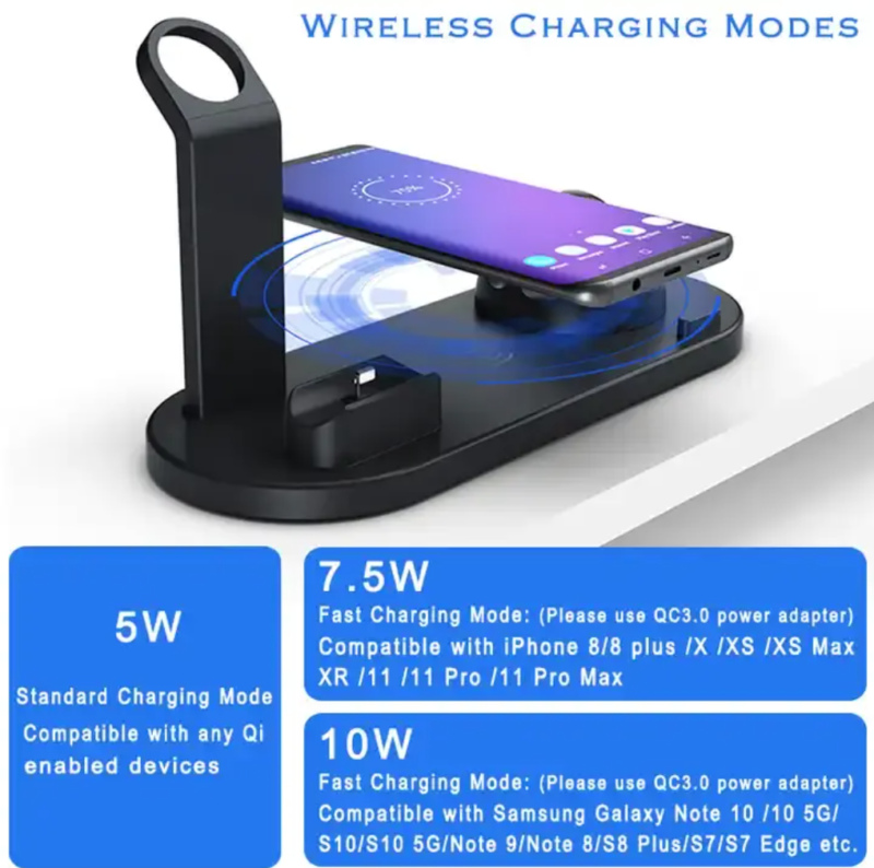30W Dock Universal Charge 4 6 in 1 Fast Charger Stand Charging Wireless ...
