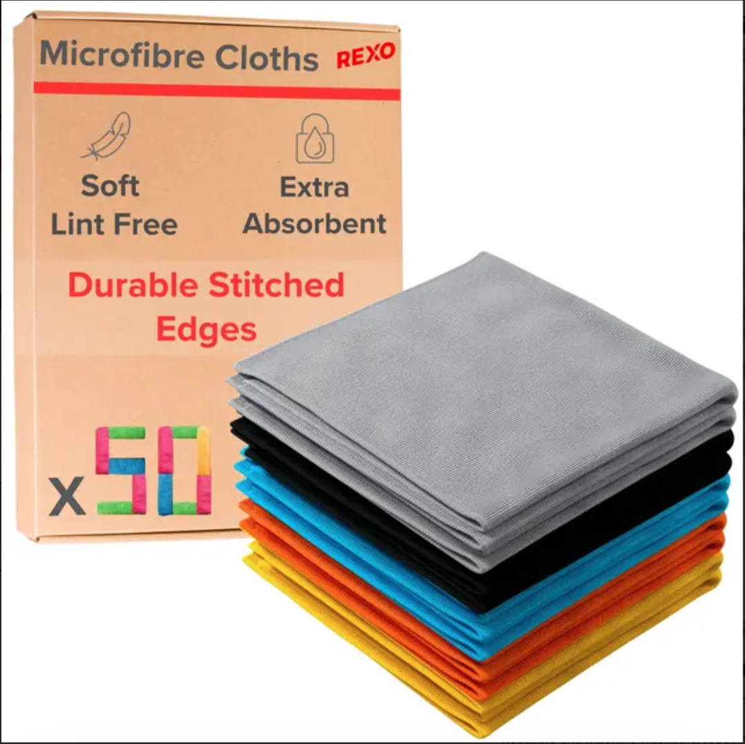 Microfibre Cleaning Cloth – Pack of 50, Multi-Surface, Lint Free – AE ...