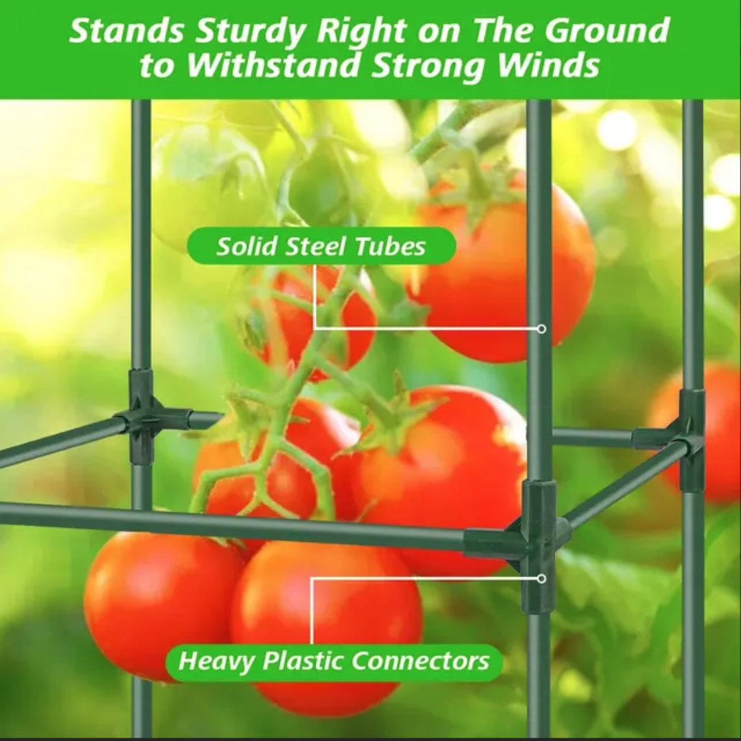 3Pack Tomato Cages for Garden, Square Plant Cage Support Heavy Duty ...