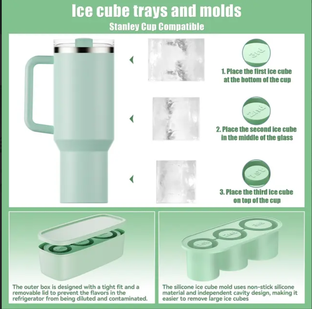 🧊 Large Cylinder Ice Cube Tray for 30–40oz Cups | Perfect Fit for ...