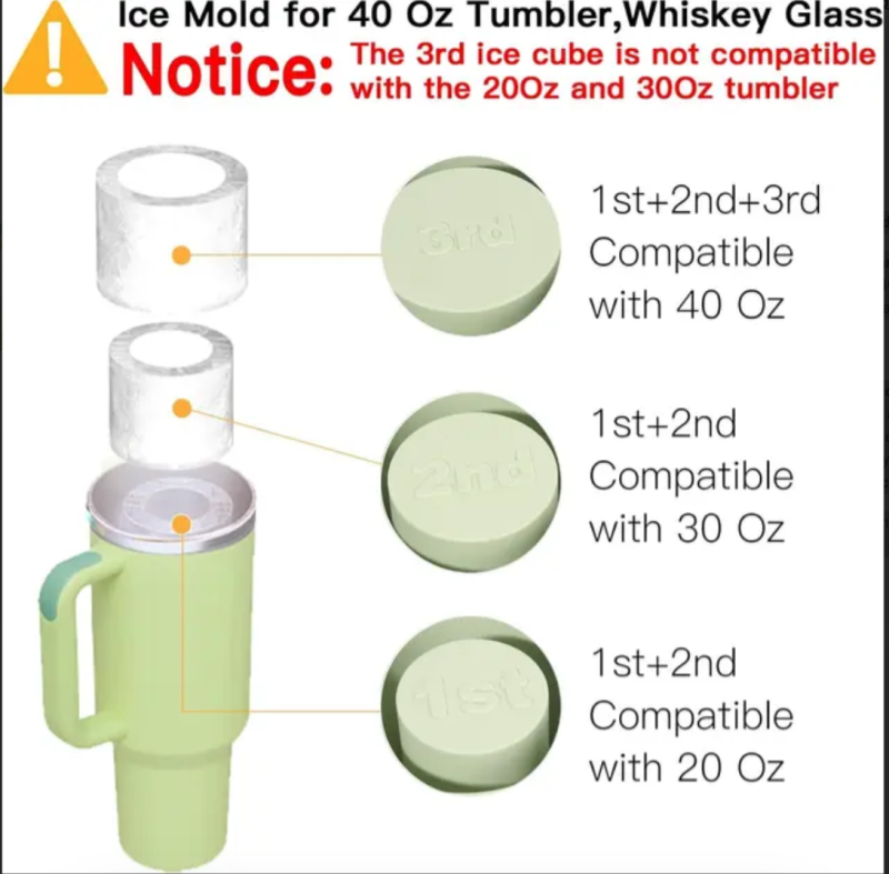 🧊 Large Cylinder Ice Cube Tray for 30–40oz Cups | Perfect Fit for ...