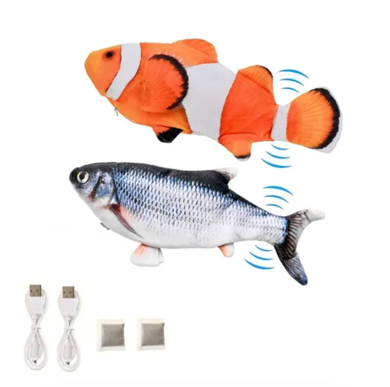 Pieces Electric Moving Fish, Cat Toy Realistic Flopping Fish with ...