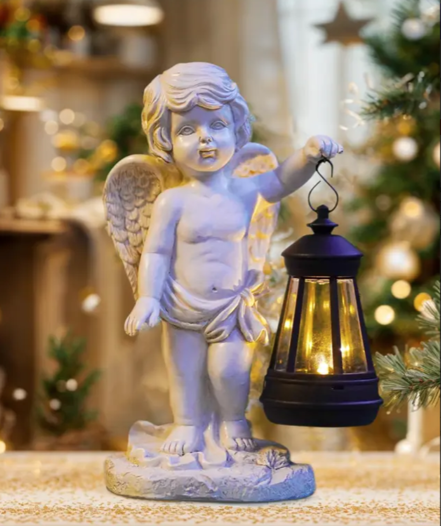 Solar Garden Statues Outdoor Ornaments,Cherub Outdoor Statues with ...