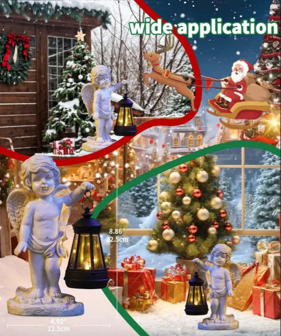 Solar Garden Statues Outdoor Ornaments,Cherub Outdoor Statues with ...