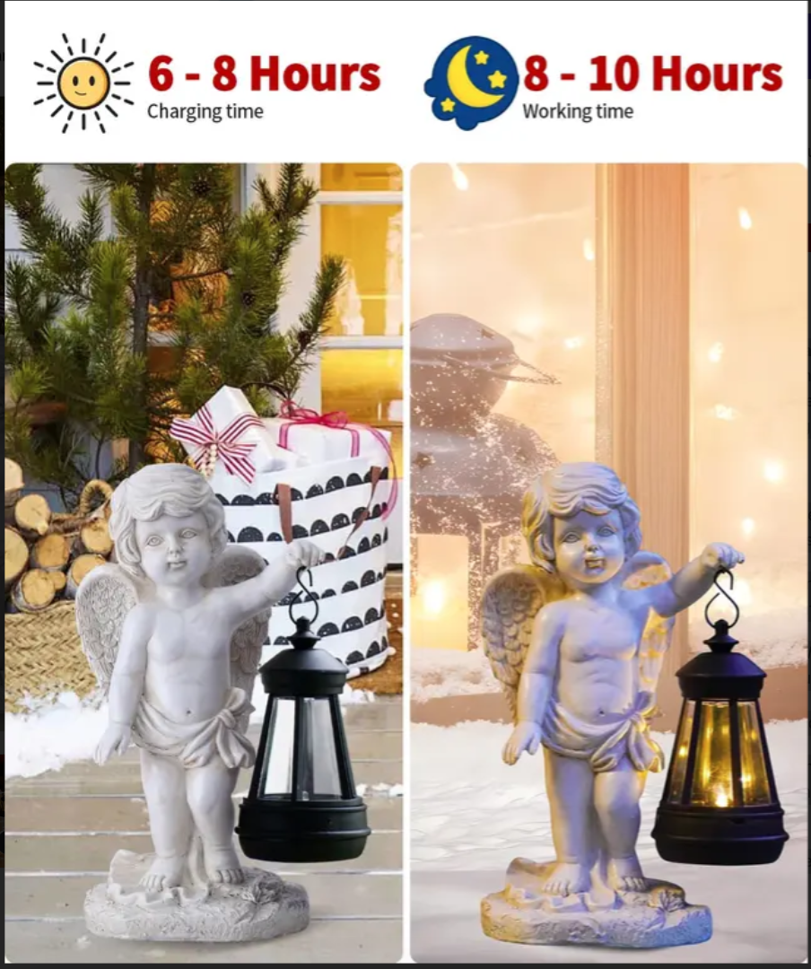 Solar Garden Statues Outdoor Ornaments,Cherub Outdoor Statues with ...