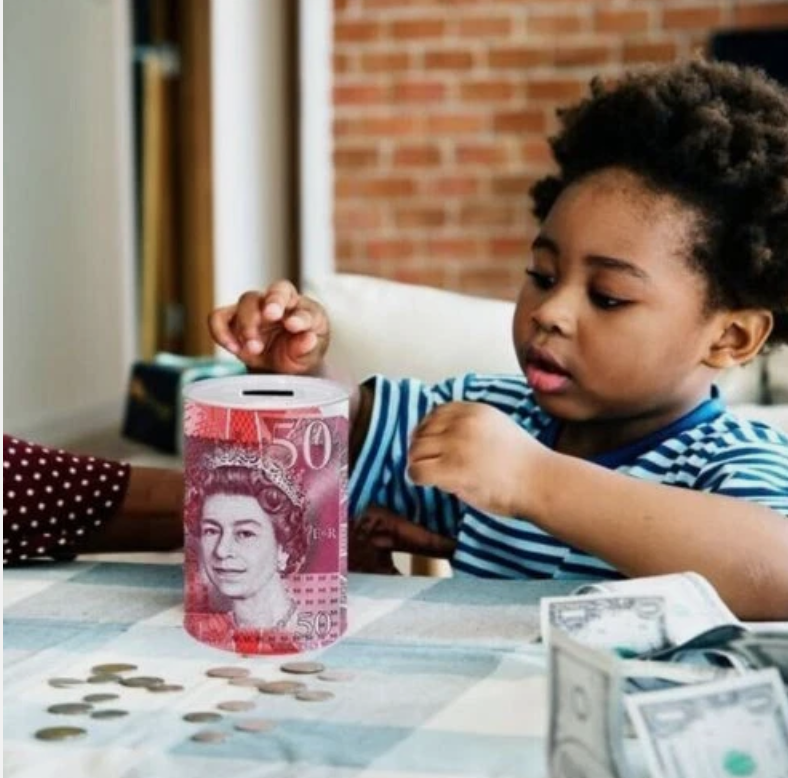 Money Tin Box £ 50 Pound Notes Design Money Savings Tin Kids Cash Piggy ...