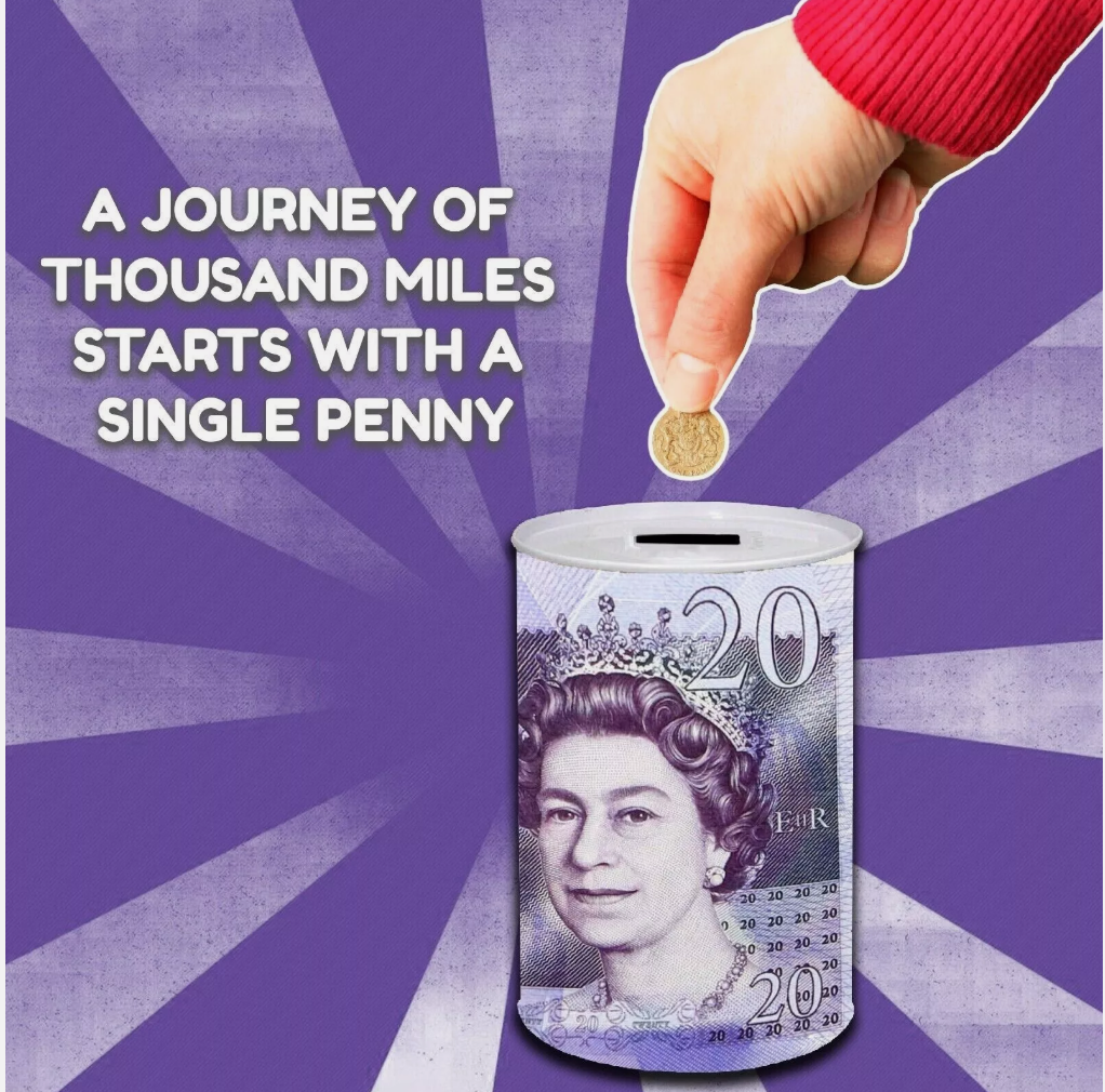 Money Tin Box £ 50 Pound Notes Design Money Savings Tin Kids Cash Piggy ...