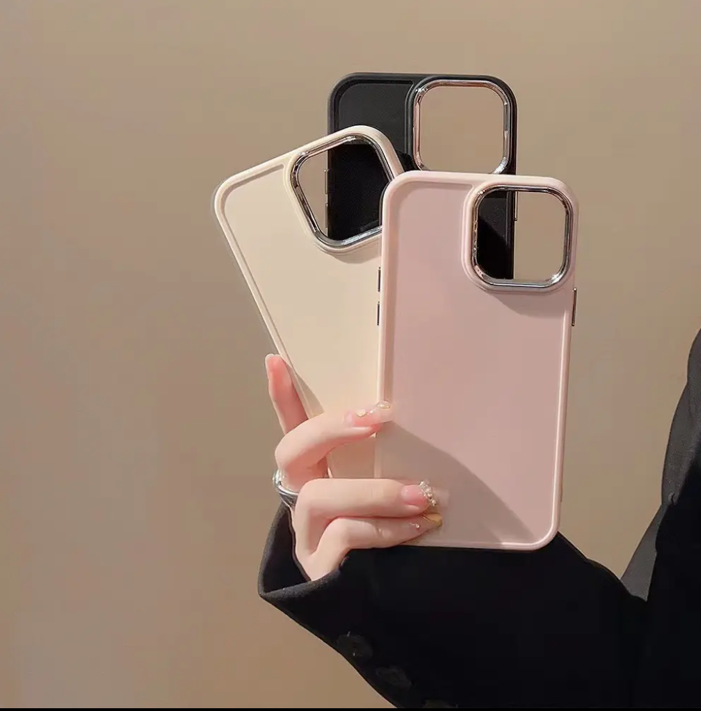 Solid Color Soft Silicone Cover with Electroplated Frame Sleek and ...