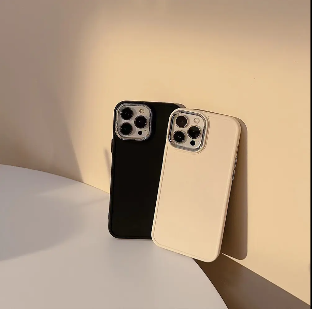Solid Color Soft Silicone Cover with Electroplated Frame Sleek and ...