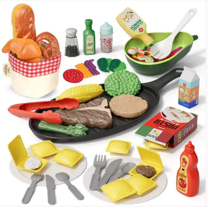 Castle Pretend Play Food Set for Kids Kitchen – Plastic Toy Food – AE ...