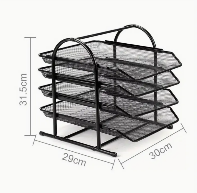 3 Tier Office Filing Trays Holder – A4 Document Paper Wire Mesh Storage ...
