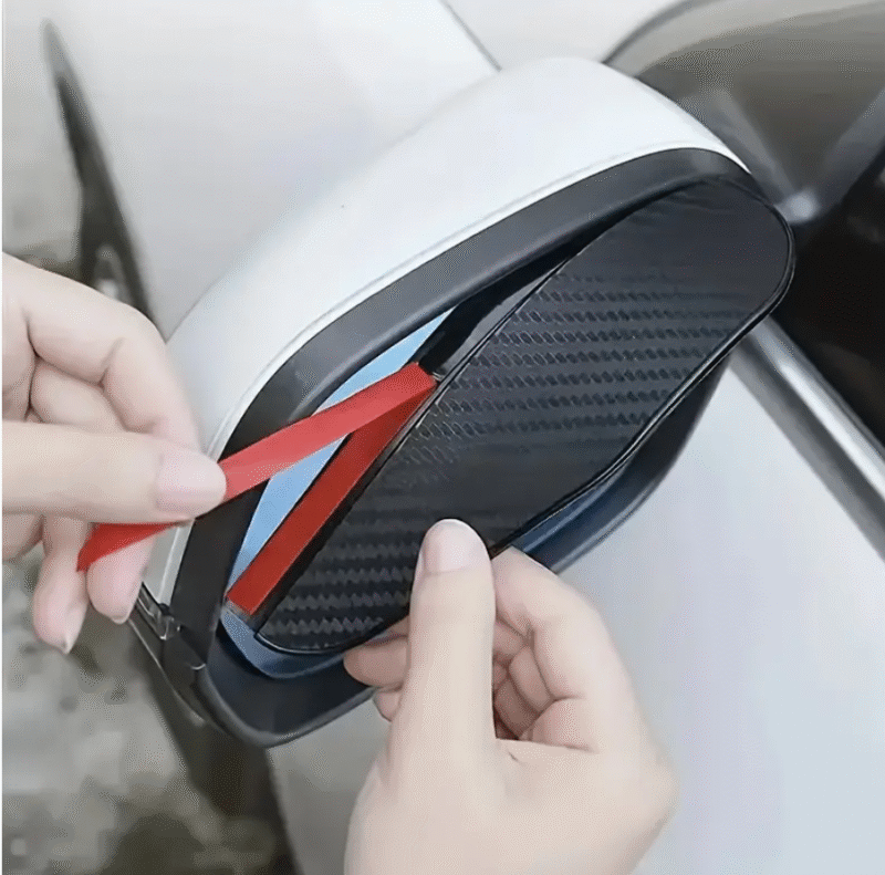 2PCS Upgraded Carbon Fiber Texture Car Mirror Rain Guards – Windproof ...