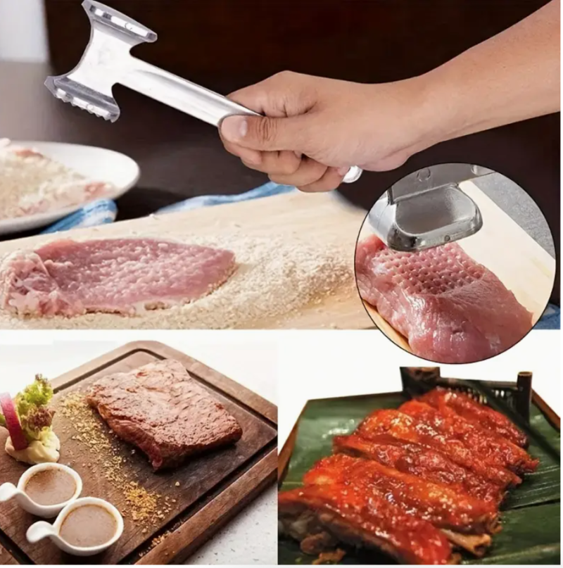 Square Head Meat Tenderizer – Double-Sided Steak Mallet | Heavy-Duty ...