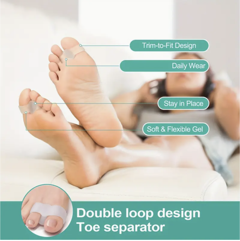 2pcs Soft Gel Toe Separators with Loops – Comfortable Silicone Toe ...