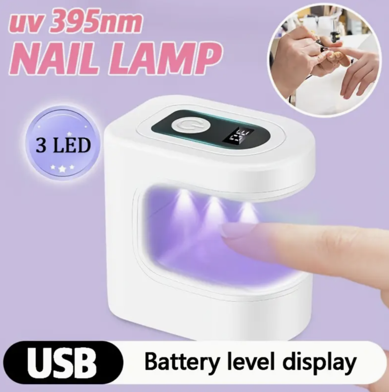 Mini Portable Nail Lamp – USB Rechargeable LED 395nm | Countdown Timer ...