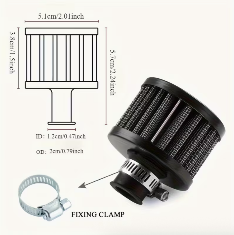 High-Flow 12mm Universal Air Filter with Turbo Ventilation – Metal Mesh ...