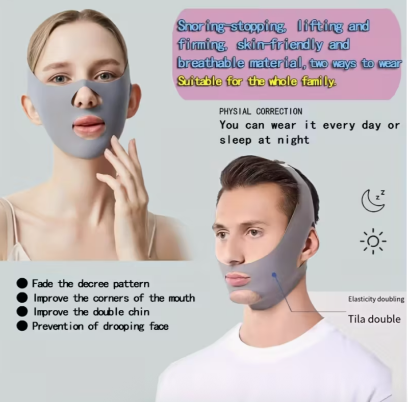 1PC Grey V-Shaped Face Lift Bandage – Face Tightening & Anti-Snoring ...