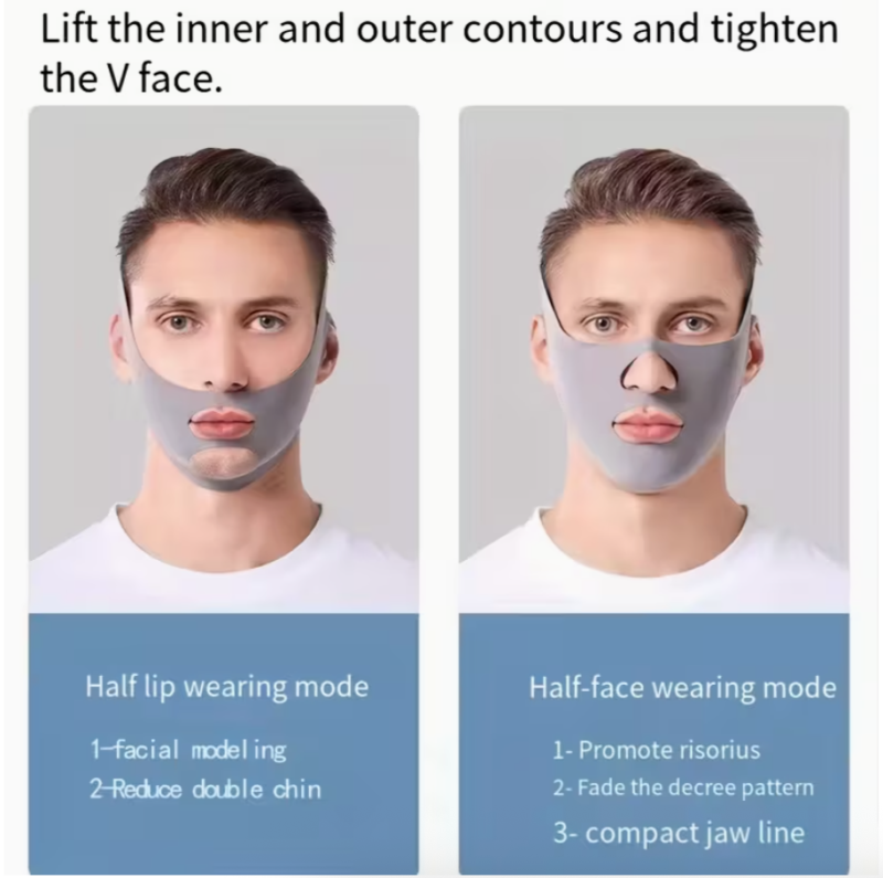 1PC Grey V-Shaped Face Lift Bandage – Face Tightening & Anti-Snoring ...