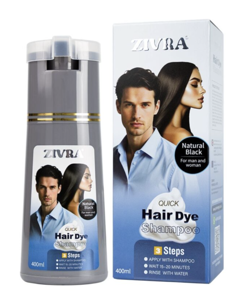 Natural Black & Dark Brown 400ml Instant Hair Color Shampoo | ZIVRA ...