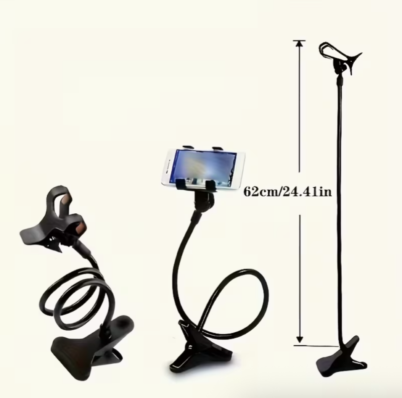 360° Flexible Phone Holder with Long Arm Clamp Compatible Desktop & Bed ...